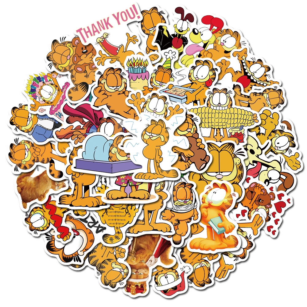 50pcs Cartoon garfield stickers Cute Anime Cat sticker for DIY Luggage ...