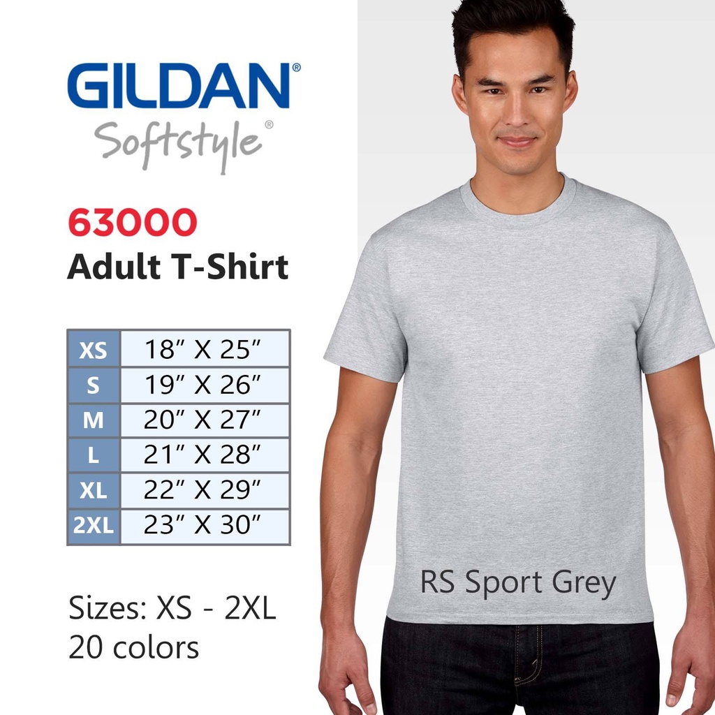 Gildan Softstyle 63000 (White, Black, Charcoal, RS Grey, Dark Chocolate ...