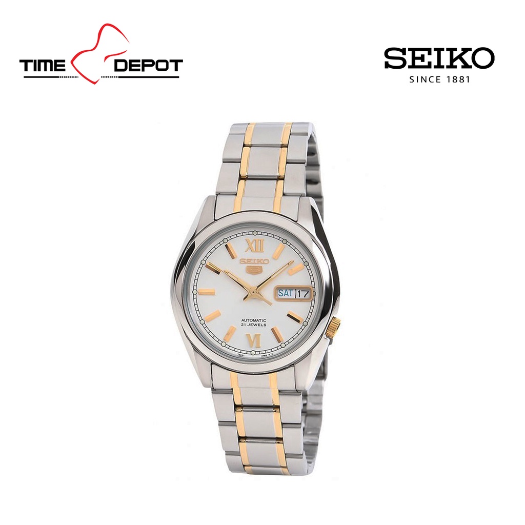 Seiko 5 SNKL57K1 Basic Automatic Two Tone Stainless Steel Strap Watch ...