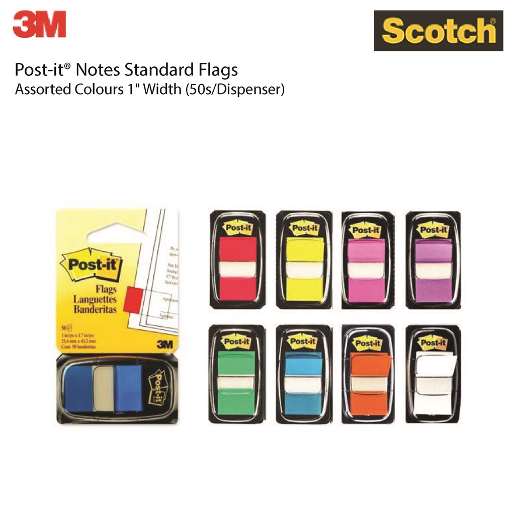 3M Post-It Standard Flags 1'' x 1.71'' ( 50’s/Dispenser ) | Shopee ...