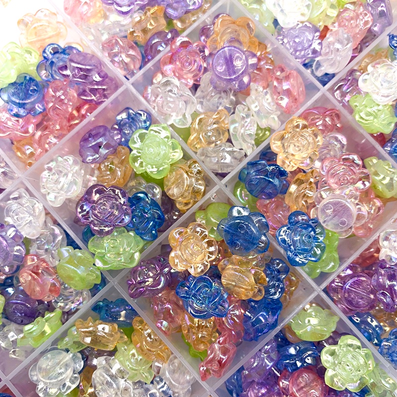 50Pcs/lot 12mm Acrylic AB Color Flower Bead Spacer Beads For Handmade ...
