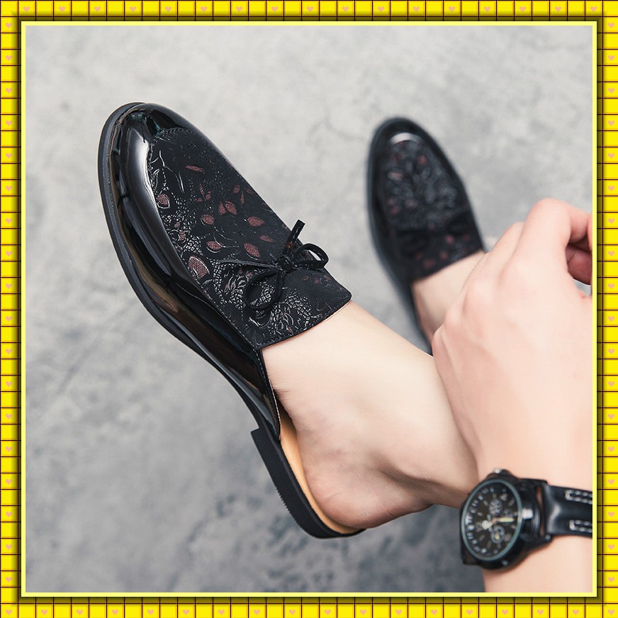 slip on shoes men half shoe leather shoes men loafers half shoes ...