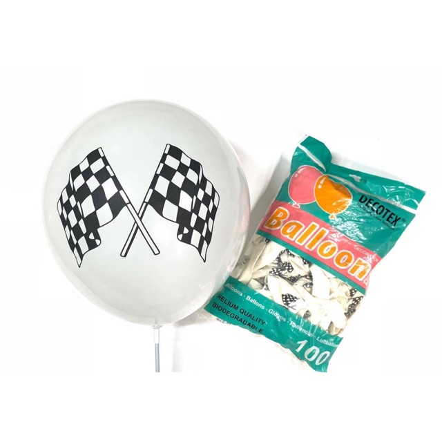 checkered Racing flag printed balloons size 12 inches decoration ...
