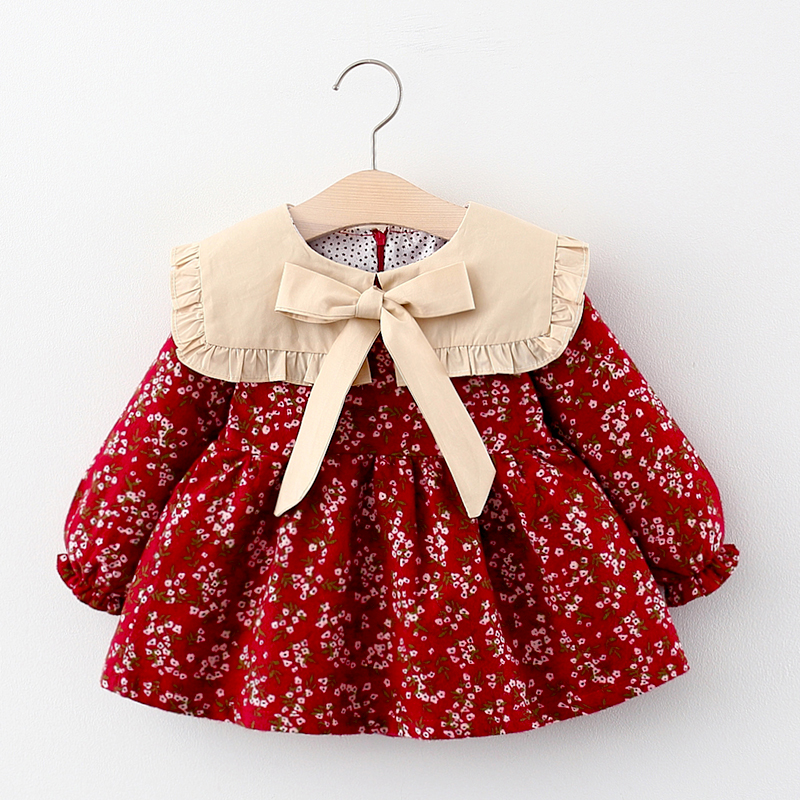 COD Ready Stock Baby Dress Doll Collar Bowtie Dresses for Kids Girls ...