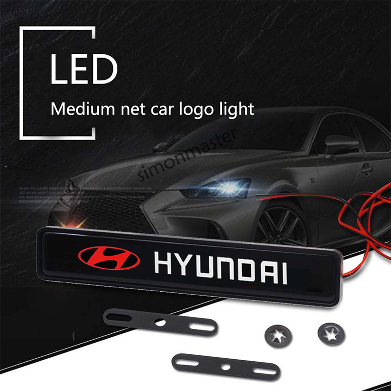 1X LED Light Car Front Grille Emblem Badge Sticker Decal For Hyundai ...