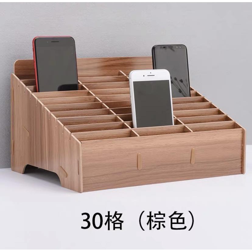 【XMT】 Multi-grid Wooden Mobile Phone Storage Box Desktop Organizer for ...