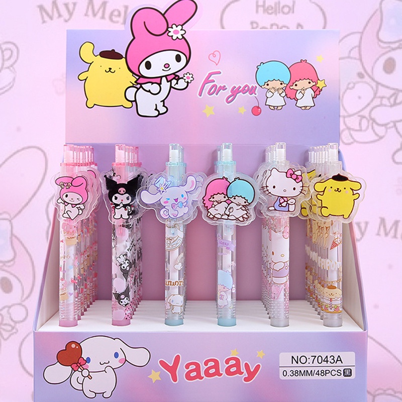 5 Styles Sanrio 0.5mm Animal Gel Pen Kawaii Cinnamoroll Pochacco kuromi Press Pen Neutral Pen ...