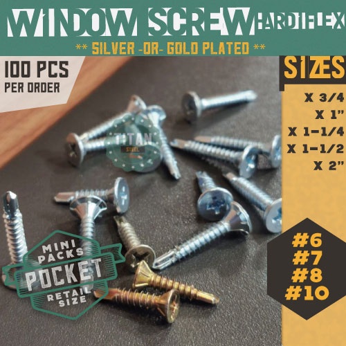 100 PCS - Hardiflex / Window Screw (Gold or Silver Plated) (aka Ficem ...