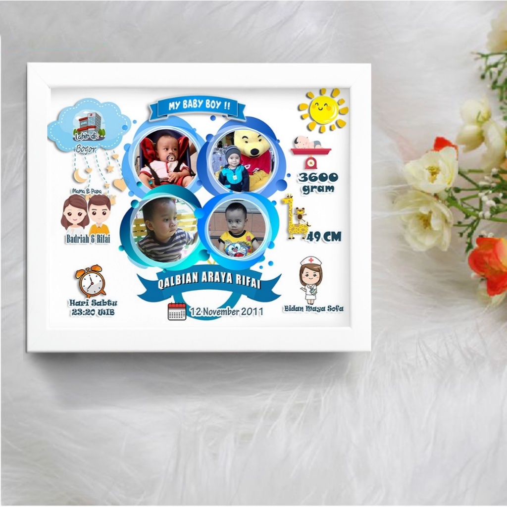 HIASAN DINDING PUTIH Baby Biodata Wall Decoration Plus Frame Uk 10r ...