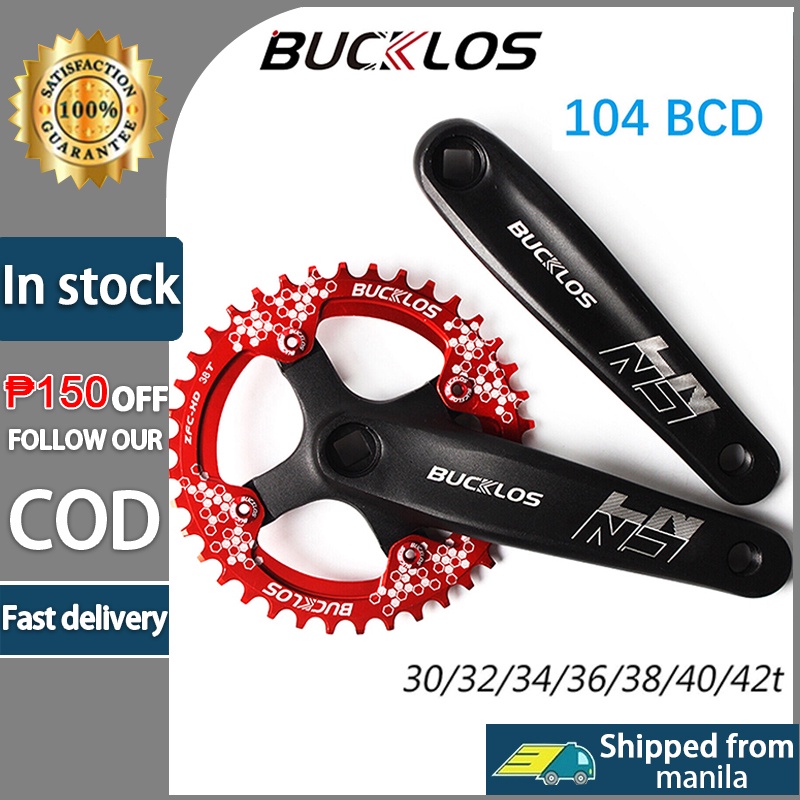 BUCKLOS 104 BCD Crankset Bike Crankset 32/34/36/38/40/42T Narrow Wide Chainring Square Hole ...