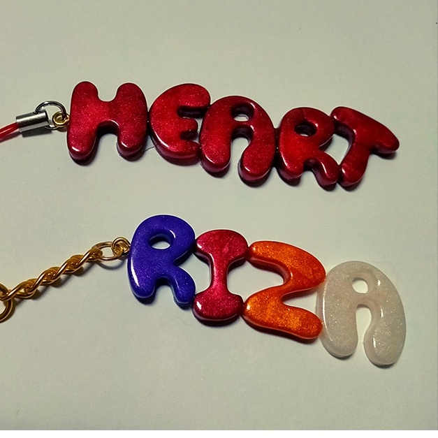 Merged Small Letters Resin Keychain for bags, cellphone, giveaways ...