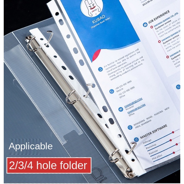 100pcs Clear Sheet 11 Hole Lightweight Binder Sleeves A4 Paper 8.5 X ...