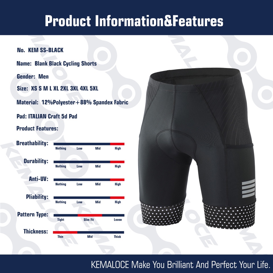 KEMALOCE Men Cycling Shorts Blank Black/Blue/Red/Green Cycling Shorts ...