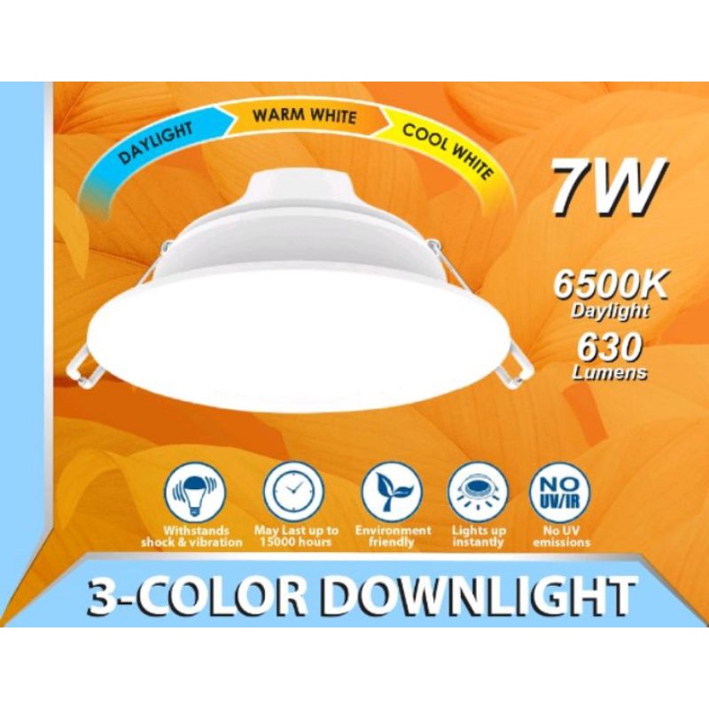 ECOLUM LED 3 COLOR TRICOLOR DOWNLIGHT 7W,9W, 12W DAYLIGHT,WARM WHITE ...