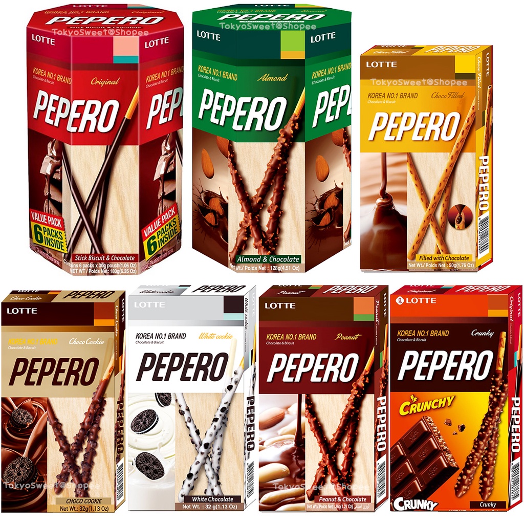 (There Are Many Flavors And Sizes) LOTTE Pepero Pocky Korean Snacks ...