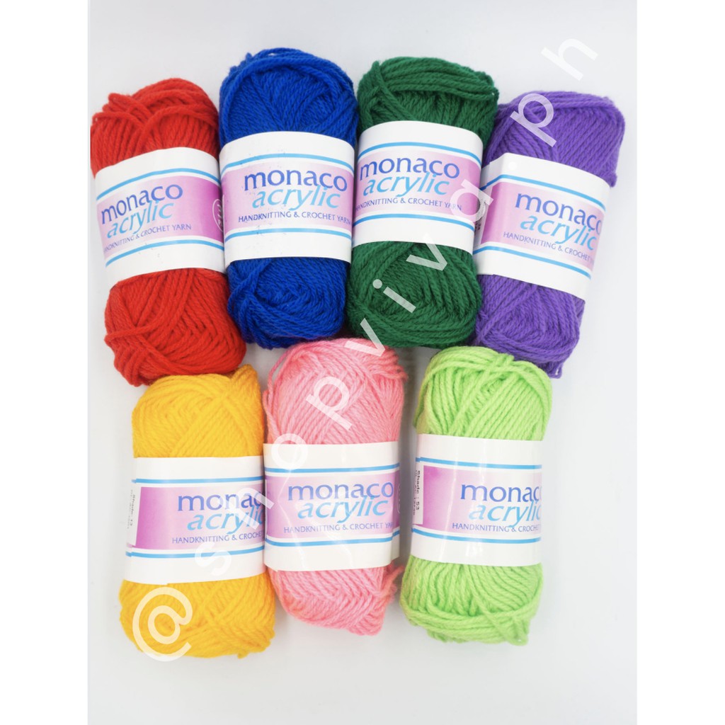 Acrylic Yarn (Monaco) Part 2 Yellow Red Blue Green Brown Black Peach ...