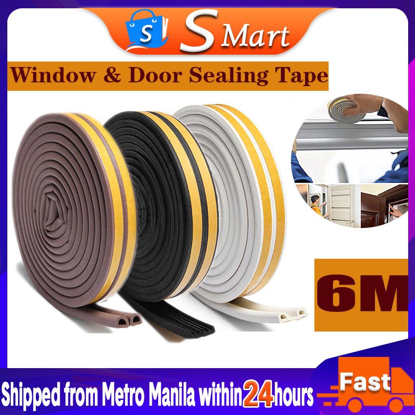 6M Soundproof Door Sealing Strips Foam Adhesive Strip Window Sealer ...
