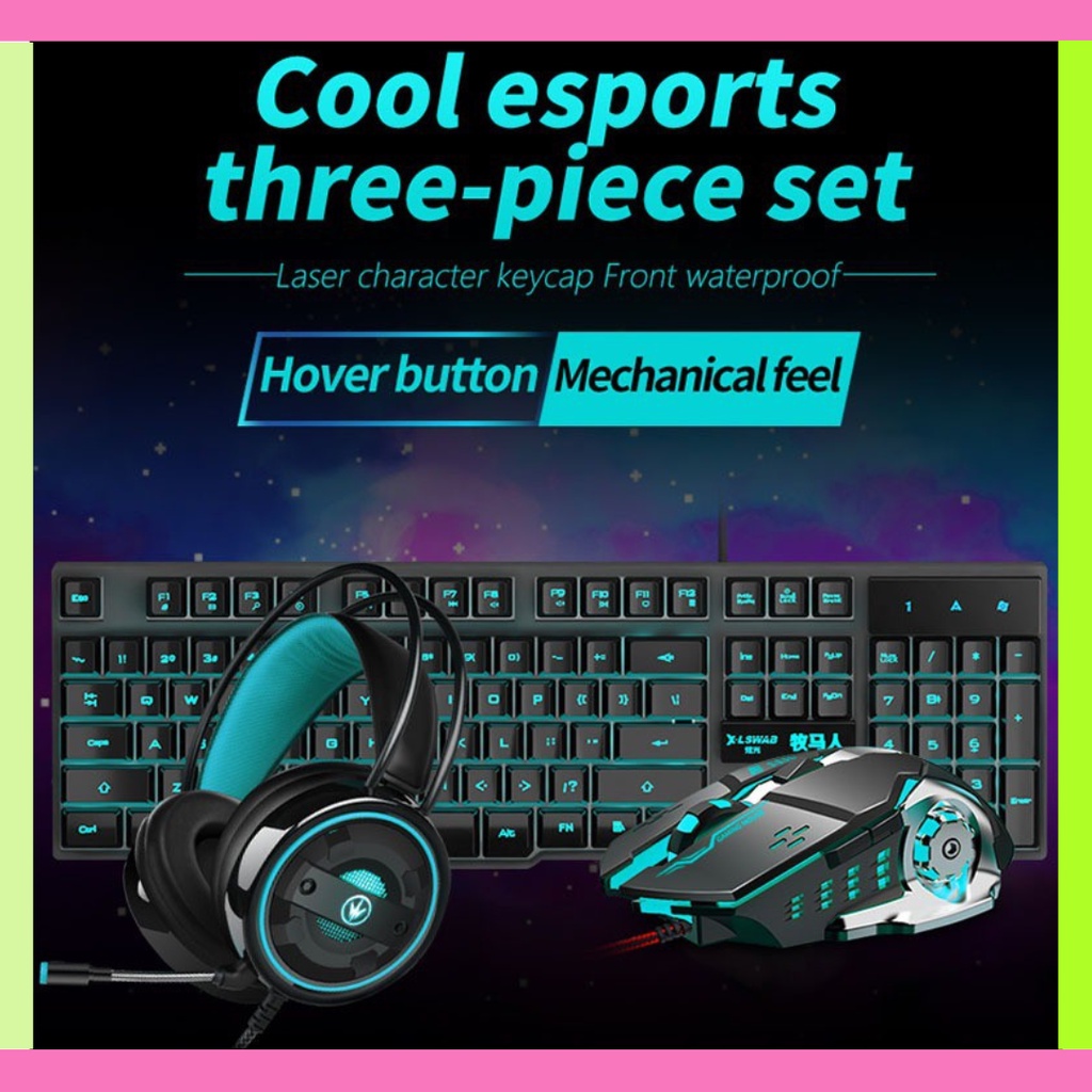 Gaming Keyboard Rainbow Colorful Light Gaming Keyboard with Mouse Set ...