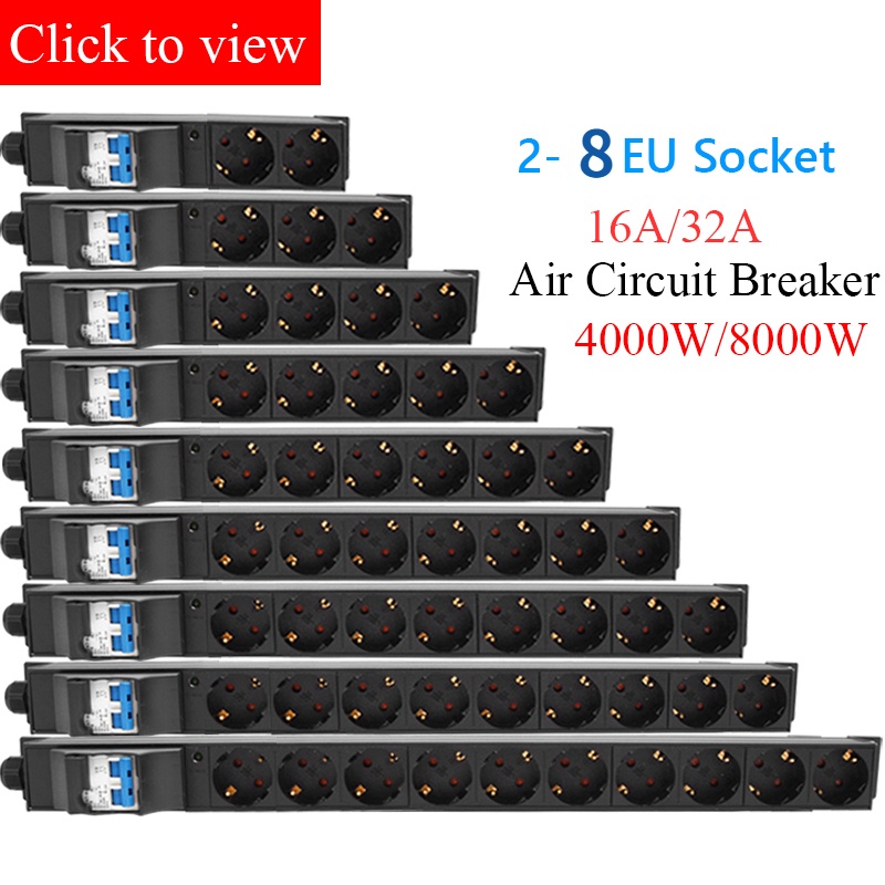 Power distribution unit PDU socket European server cabinet 2-8 positions, air switch 16A/32A ...
