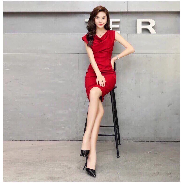 Red BODY DRESS WITH PULL NECK | Shopee Philippines