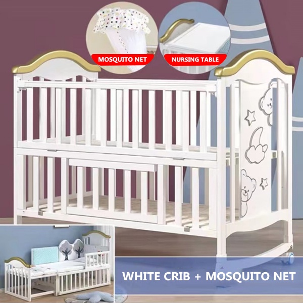 13 in 1 Foldable Wooden Baby Crib Multifunction Cradle Bed Detachable ...