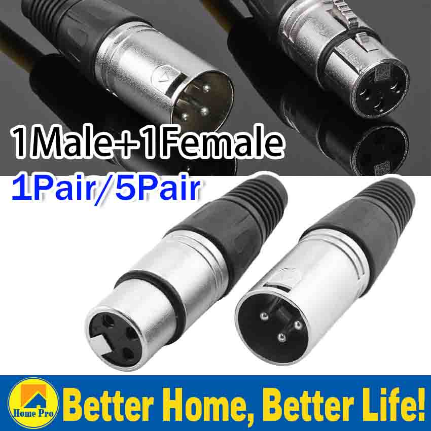 2PCS/Pair XLR Connector Male/Female 3 Pin XLR Plug Jack Socket Terminal ...