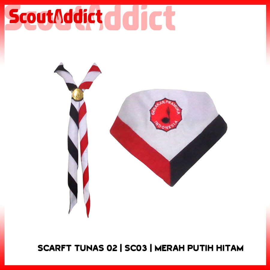HITAM PUTIH MERAH Tunas Scout Scarf (Red White Black) Code SC03 ...