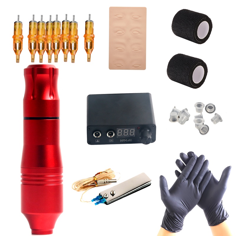 Beginner Complete Tattoo Kit Machines Gun Black Ink Set Power Supply ...