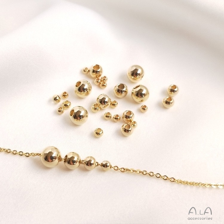 diy゜14K gold 「10pcs」°Loose bead color retaining smooth round bead bracelet with separated beads ...