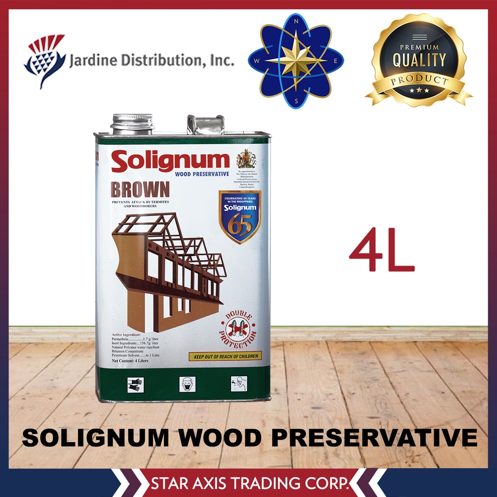 Jardine Solignum Wood Preservative - Brown 4 Liters ( 1 Gallon ...