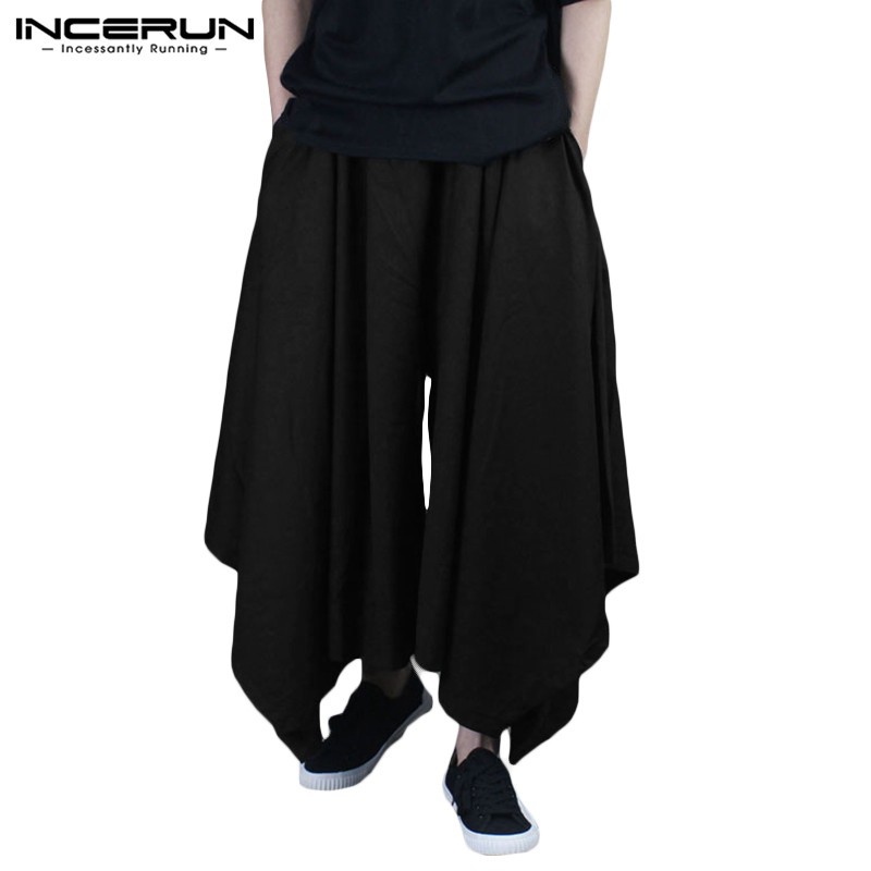 INCERUN Mens Casual Yoga Solid Color Baggy Long Harem Pants | Shopee ...