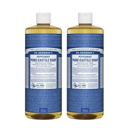 Dr. Bronner's Pure-Castile Liquid Soap Value Pack - Peppermint 950ml. (2 Pack) | Shopee Philippines