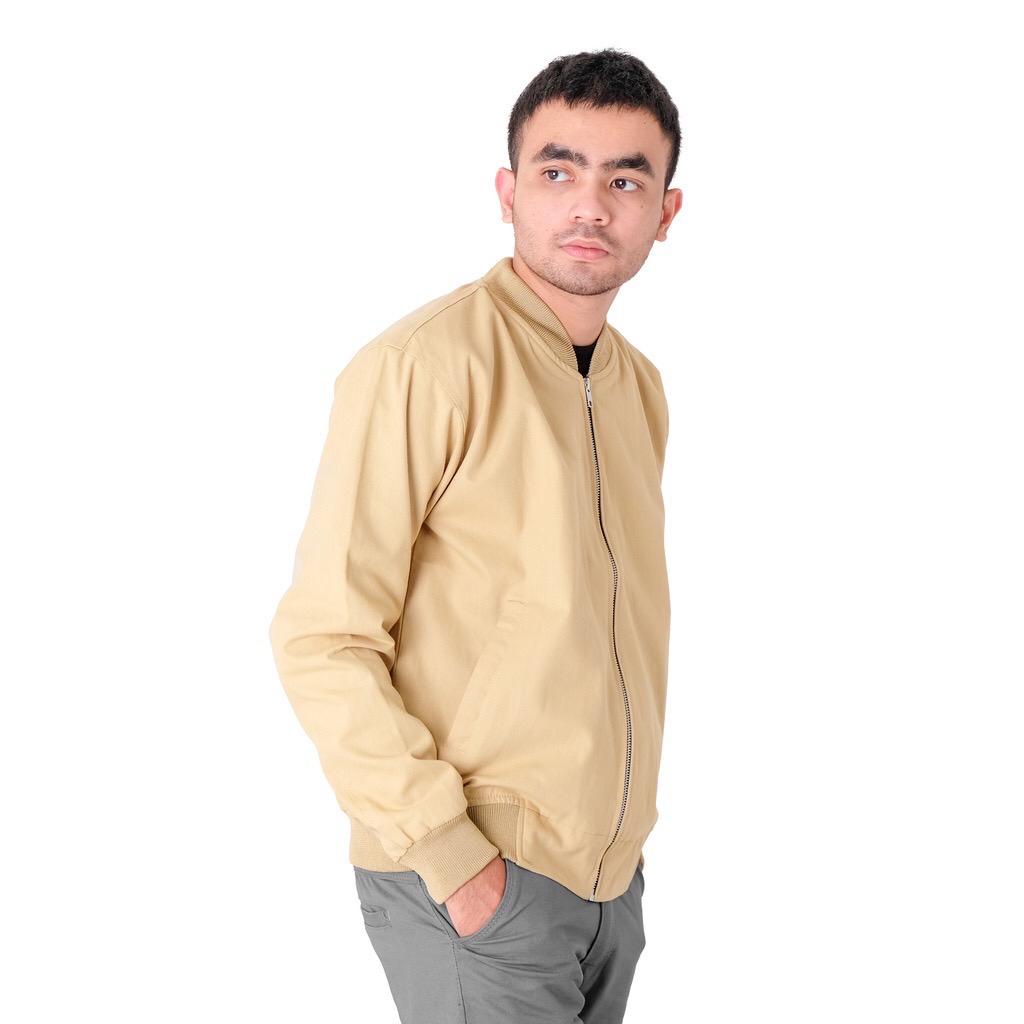 BAPIN Men's Canvas Bomber Jacket deluxe - Premium Cream Men's Jacket ...