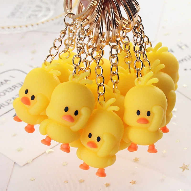 1Pc Mini Yellow Duck Keychain Cute Cartoon Key Chains Key Fob Little ...