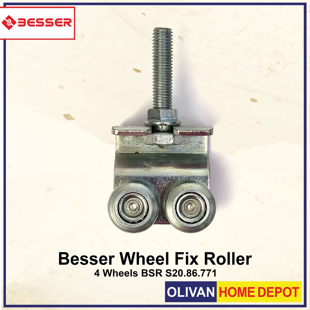 BESSER 4 Wheel Steel Sliding Fix Roller with Accessories Swivel / Track ...