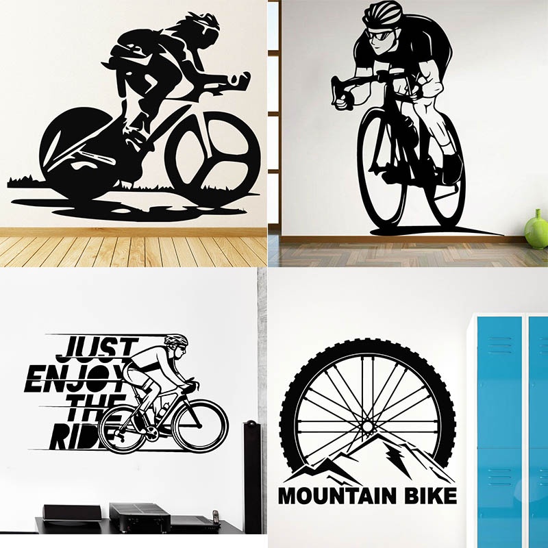 Mountain Bike Wall Paper Extreme Sport Race Cyclists Vinyl Decal Window ...