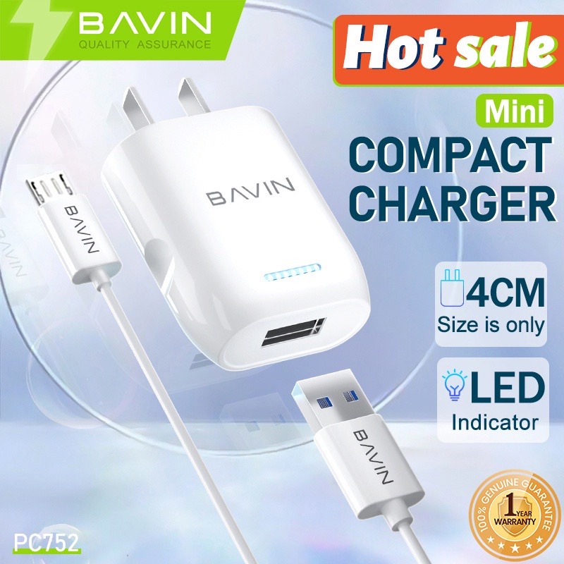 BAVIN PC752 Wall Charger w/ 1 Meter Cable for Micro /for iPh / iPh 4S ...