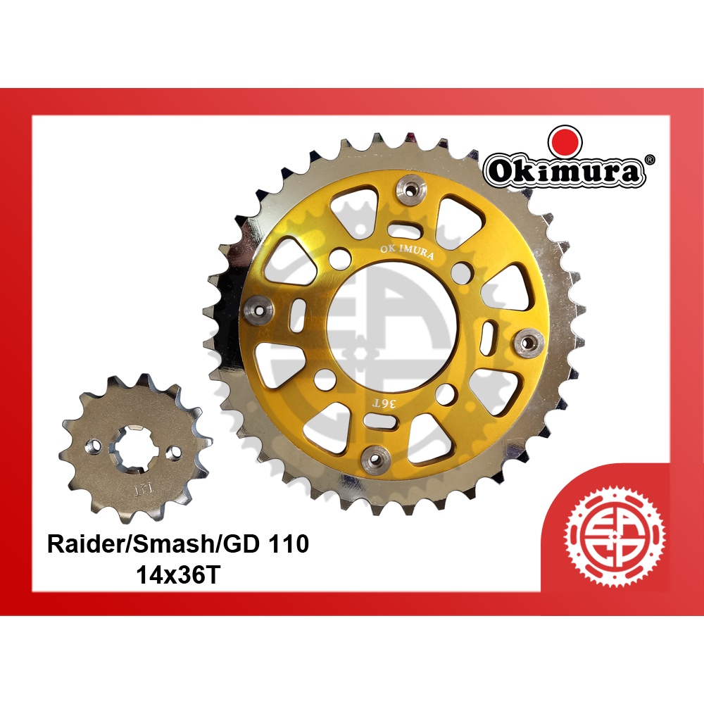 Chain & Sprocket Set Smash/Raider 150 14x36x420-110L (Okimura) | Shopee ...