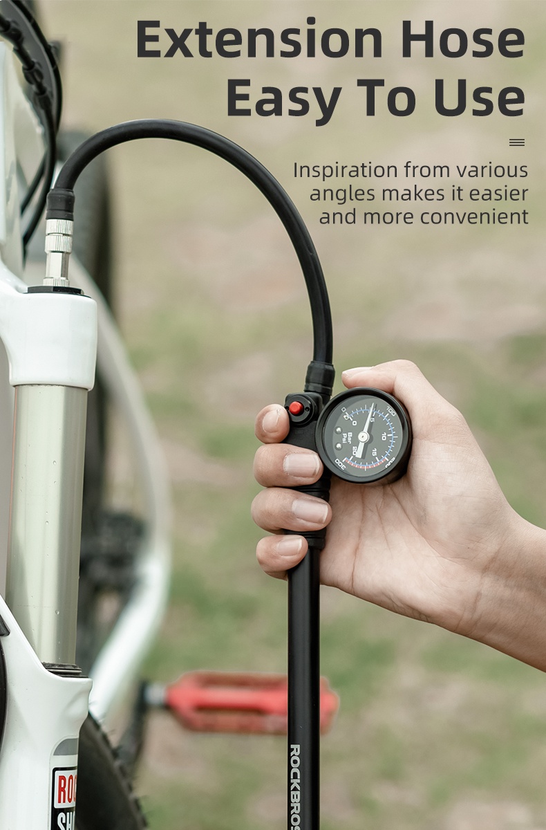 Local Delivery ROCKBROS Bicycle Front Fork Pump 300 Psi High Pressure ...