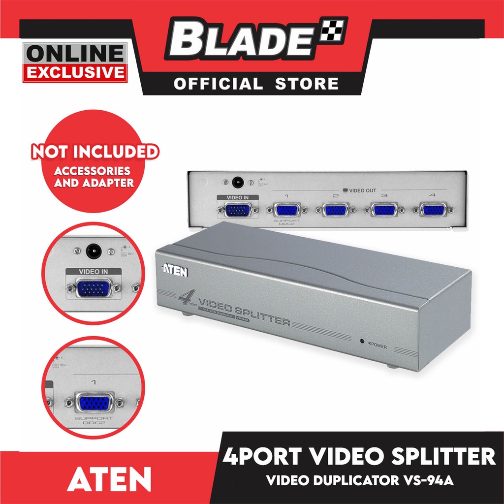 Aten 4 Port Video Splitter VS-94A (350MHz) 1 Unit And No Adaptor, No ...