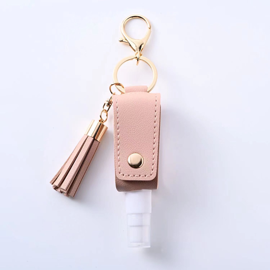 Portable Hand Sanitizer Holder Leather Key chain Alcohol Spray Bottle ...