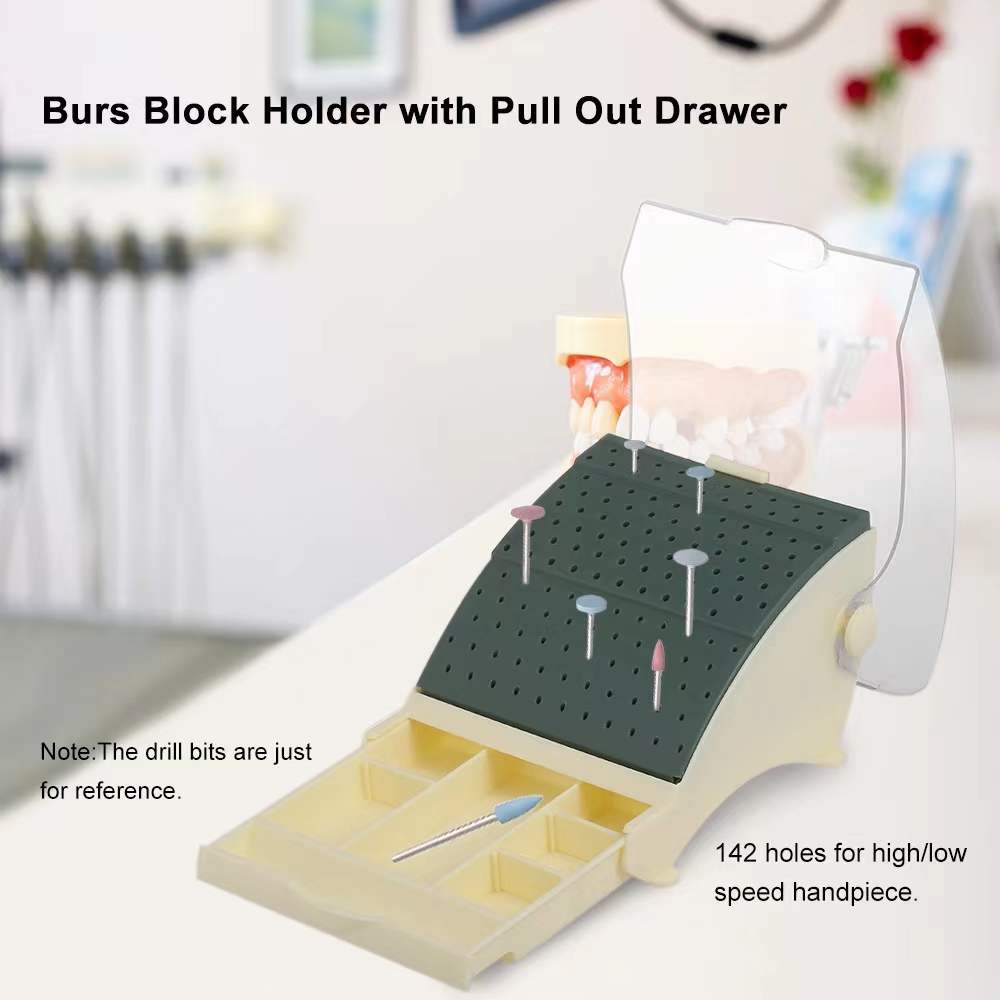 142 Holes Dental Bur Block Holder Disinfection Box with Pull Out Drawer ...