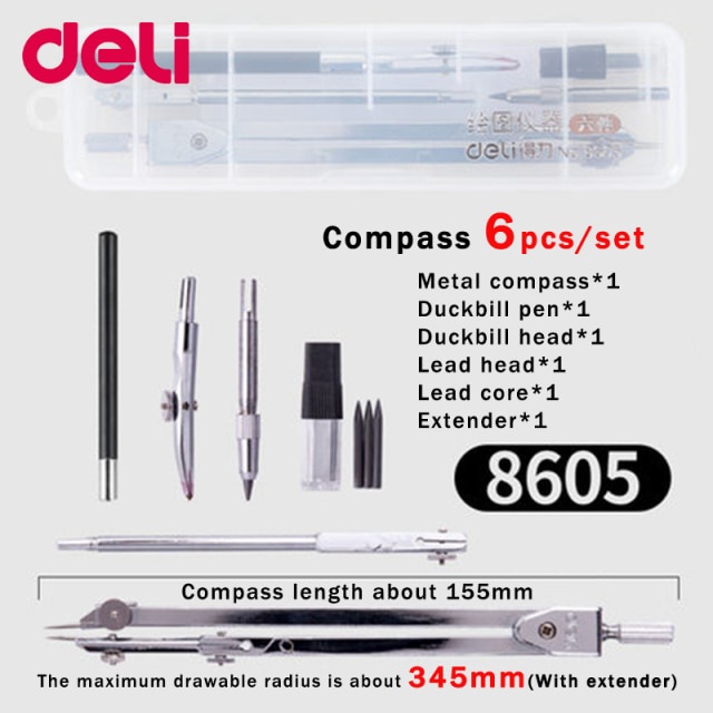Angel Mark Deli Compasses Stainless Steel Drafting Drawing Compass Tool ...