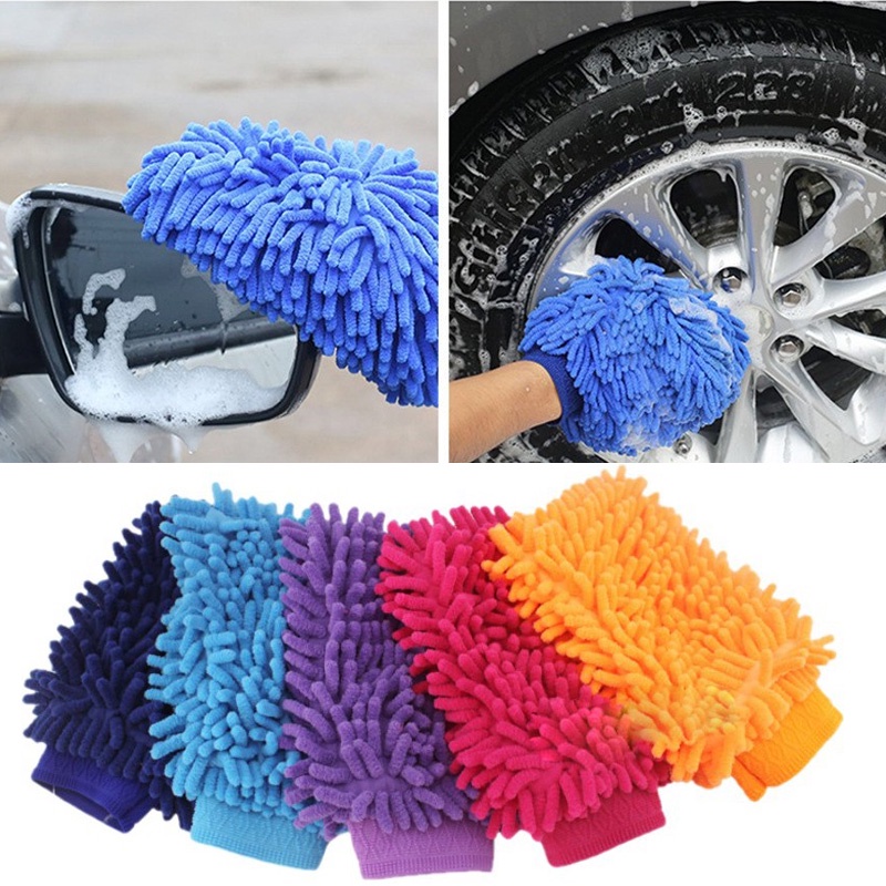 1pc Random Color Car Vehicle Wash Mitt Microfiber Soft Wash Hand Glove ...
