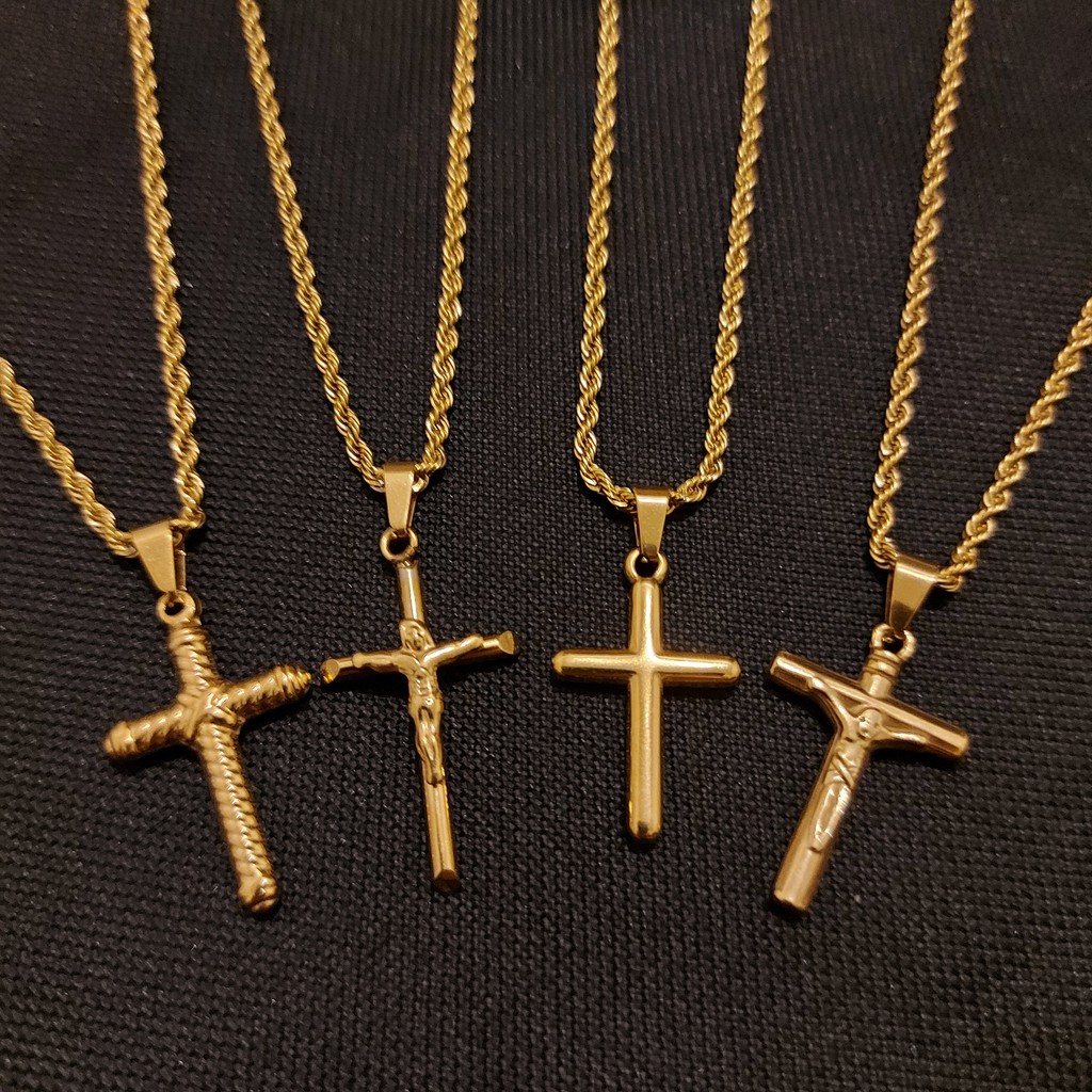 Classic Cross rope chain for men stainless steel necklace free box ...