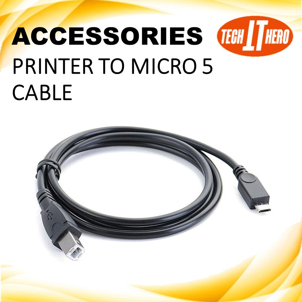 USB Type B 2.0 Printer Cable To Micro 5 Pin Cable Adaptor (LACB 2407 ...