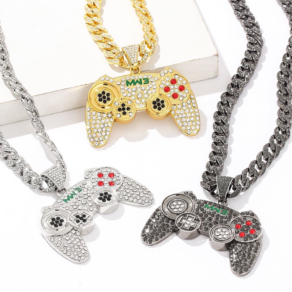 Hip-hop Game Jewelry Iced Out Console Handle Pendant Necklace Cuban ...