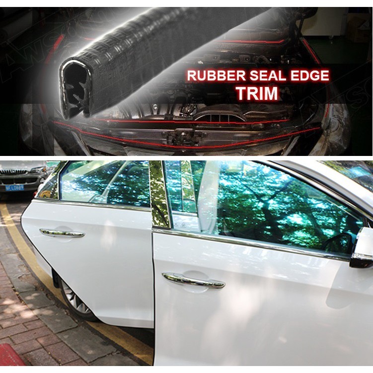 1Meter Rubber Edge Trim Seal Protector Guard Strip Lock Door Black/Red ...
