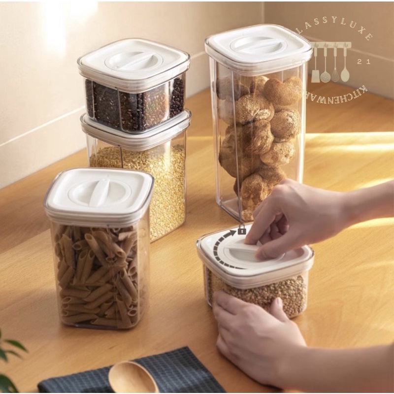Classy Luxe Airtight Sealed Jar Transparent Plastic Household Kitchen ...