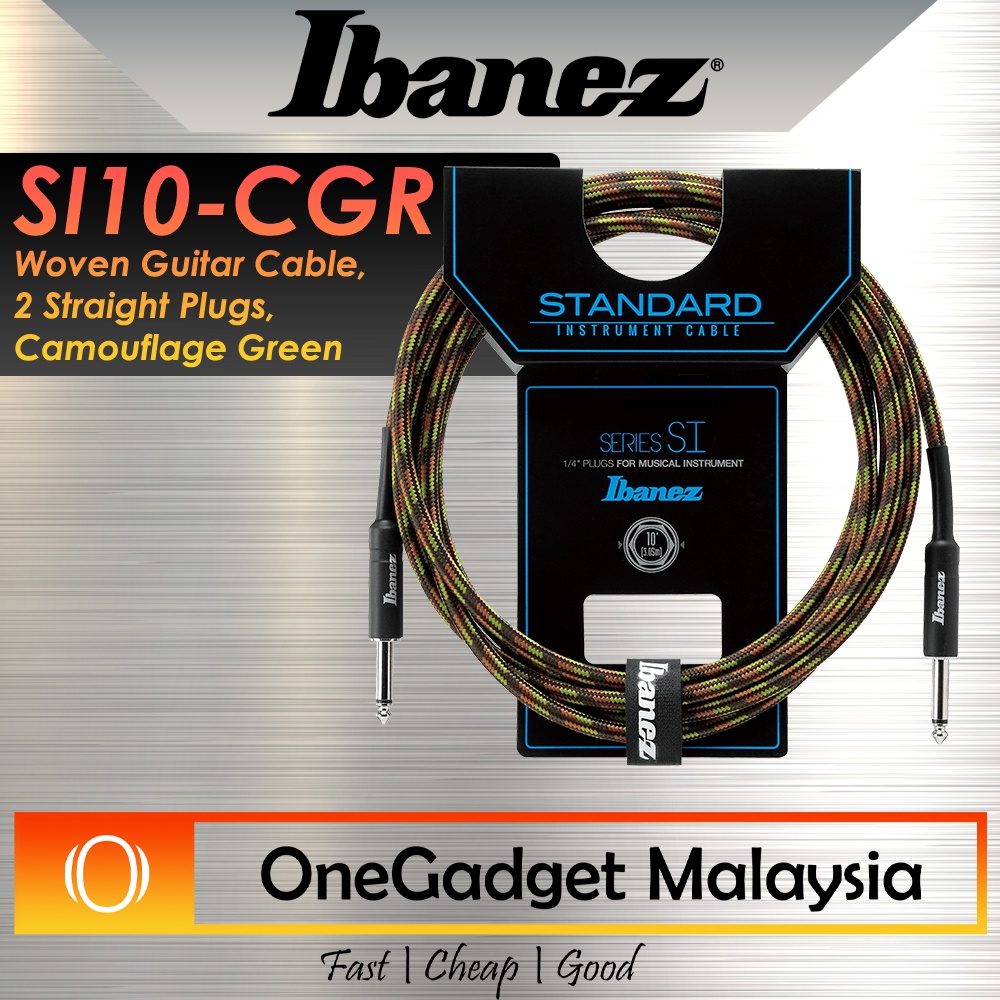 Ibanez SI10 CCT / BG / CGR / BW Woven Guitar Cable, 2 Straight Plugs ...